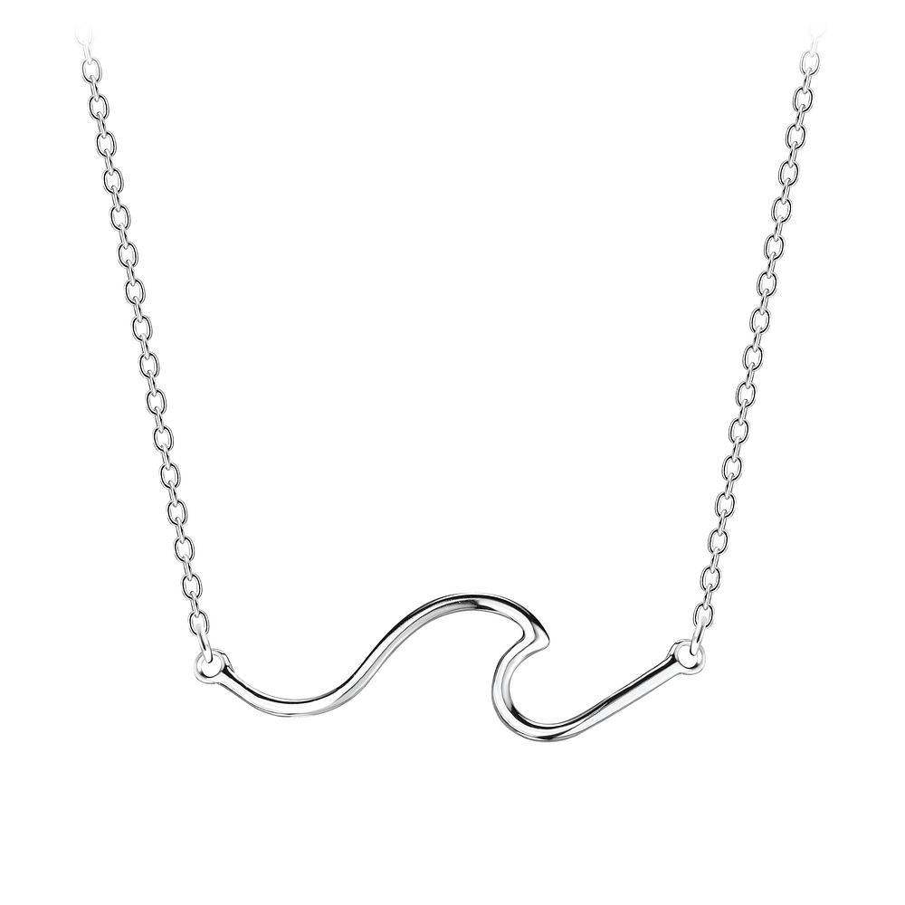 925 Silver Jewelry | Silver Wave Necklace - 8564