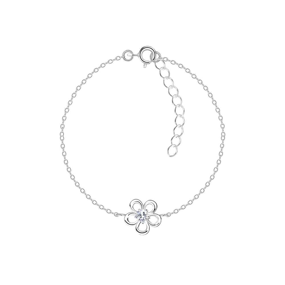 925 Silver Jewelry | Silver Flower Bracelet - 15523