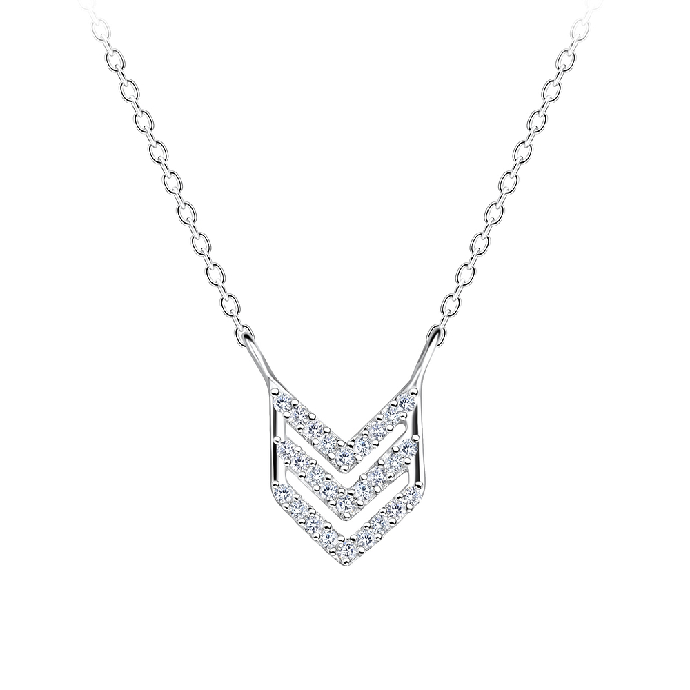 925 Silver Jewelry | Silver Chevron Necklace - 18514