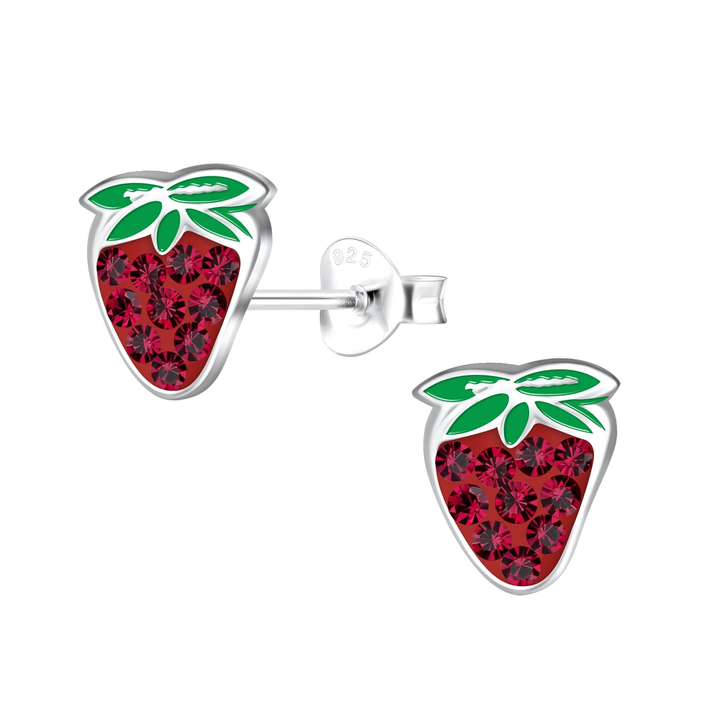 925 Silver Jewelry | Silver Strawberry Stud Earrings - 17636