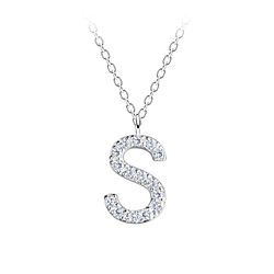 925 Silver Jewelry | Silver Letter S Necklace - 19567