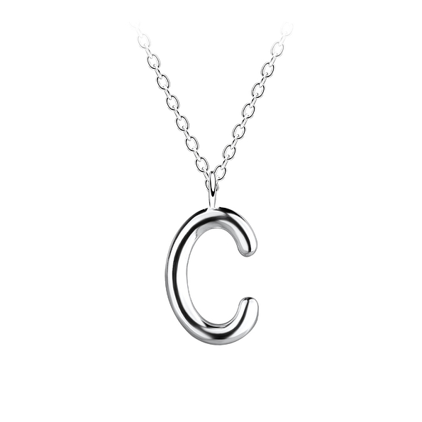 925 Silver Jewelry | Silver Letter C Necklace - 18627