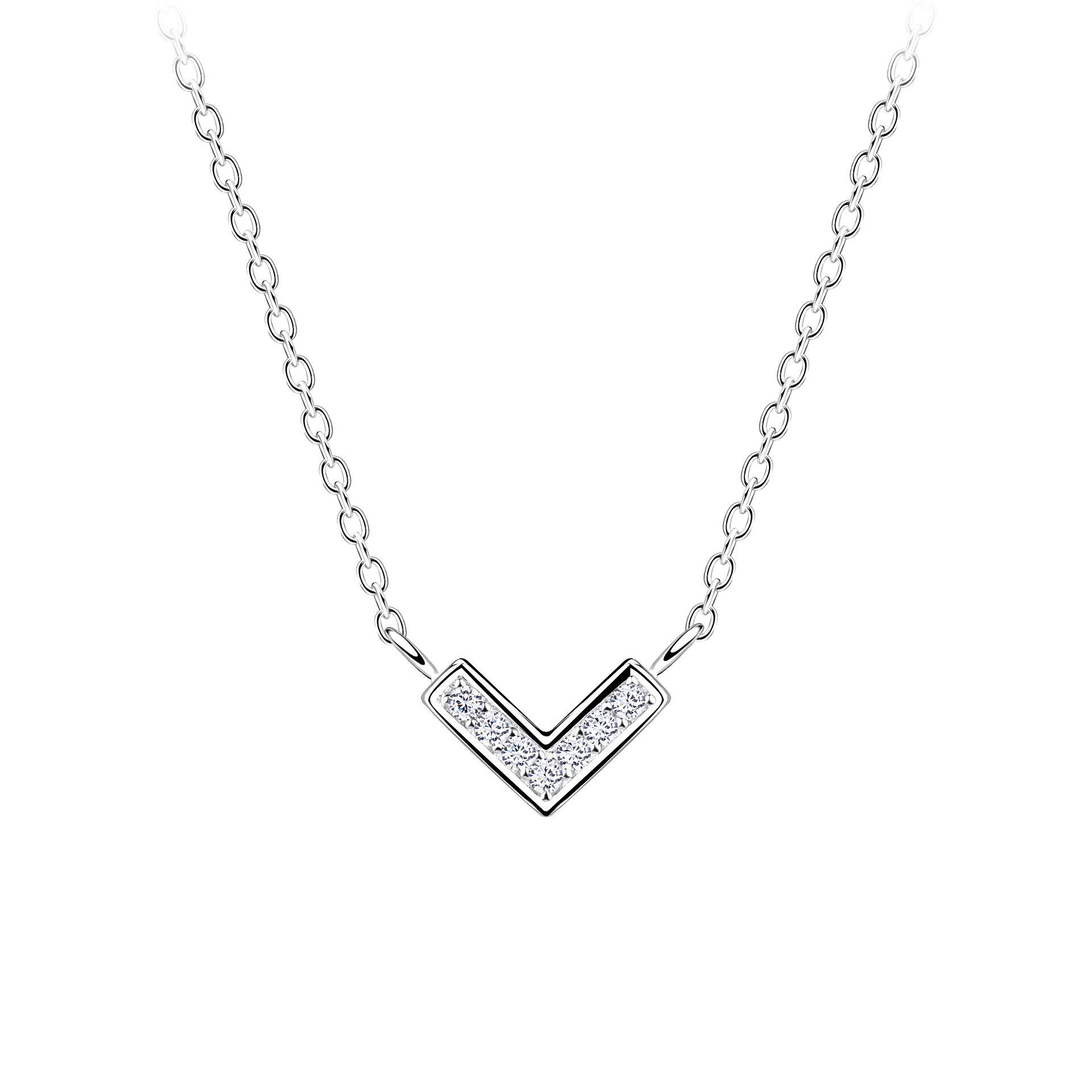 925 Silver Jewelry | Silver Chevron Necklace - 16373