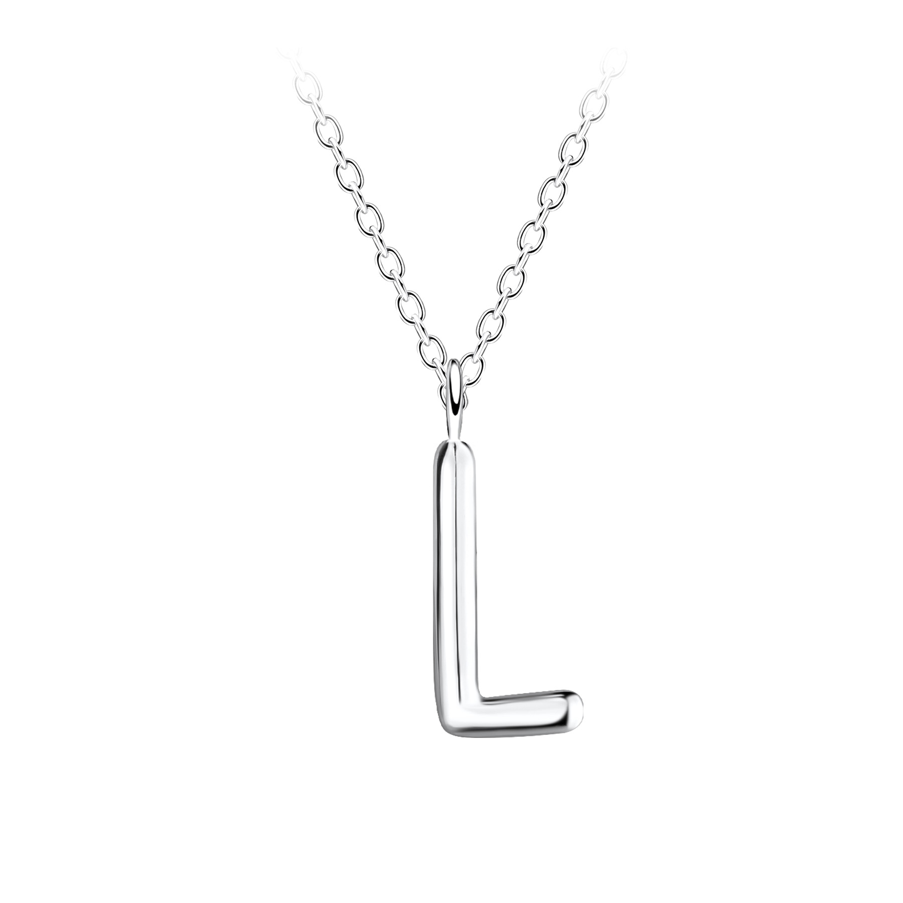 925 Silver Jewelry | Silver Letter L Necklace - 18634