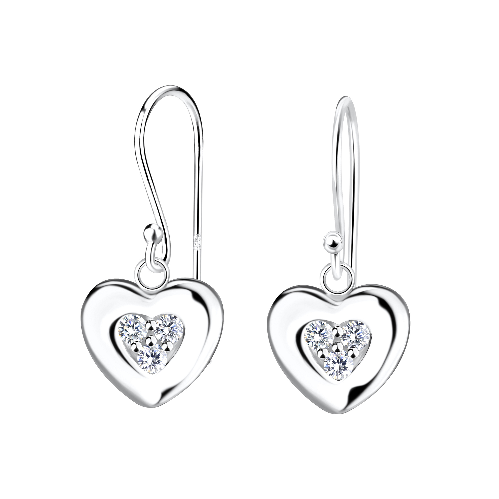 925 Silver Jewelry | Silver Heart Earrings - 17250