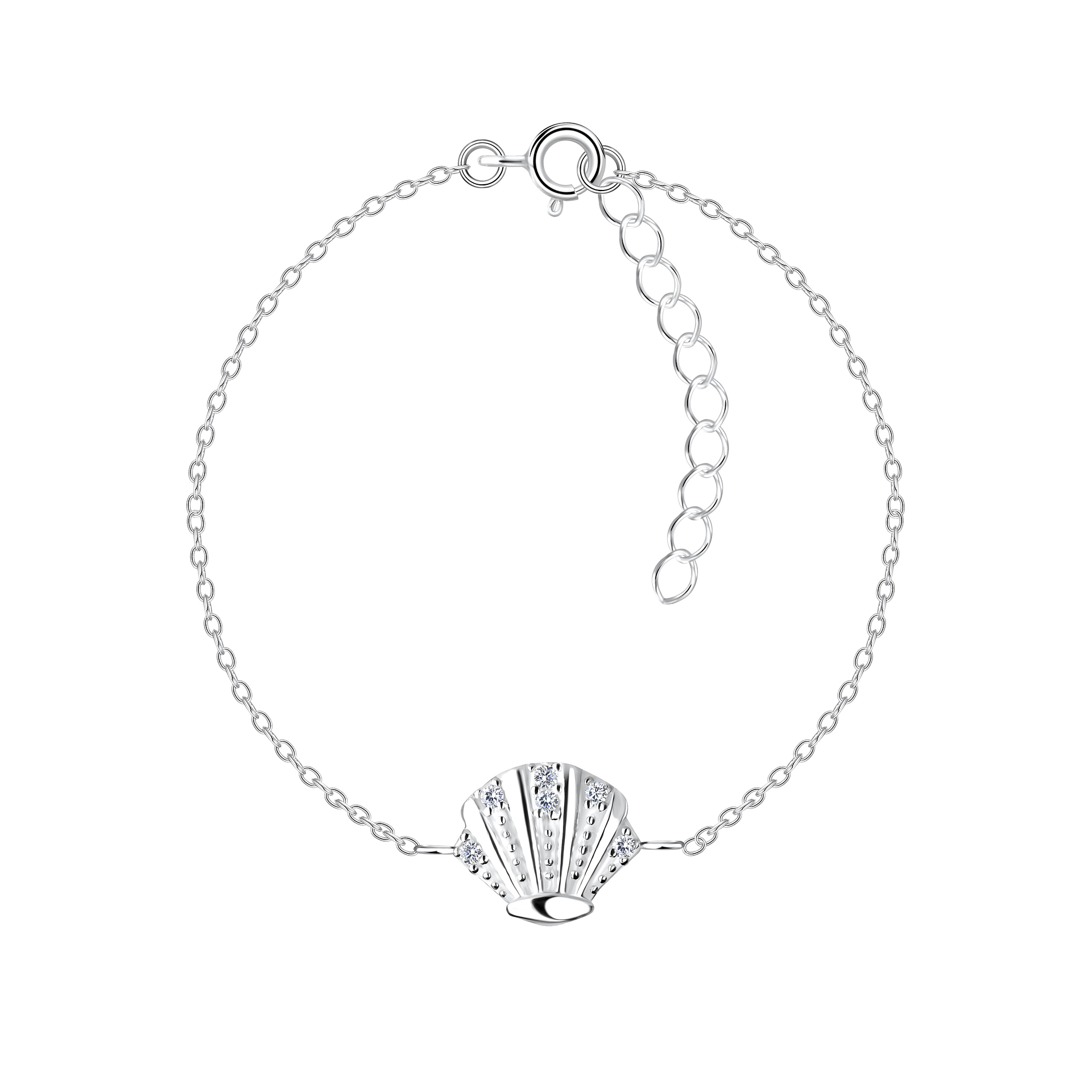 925 Silver Jewelry | Silver Shell Bracelet - 17329