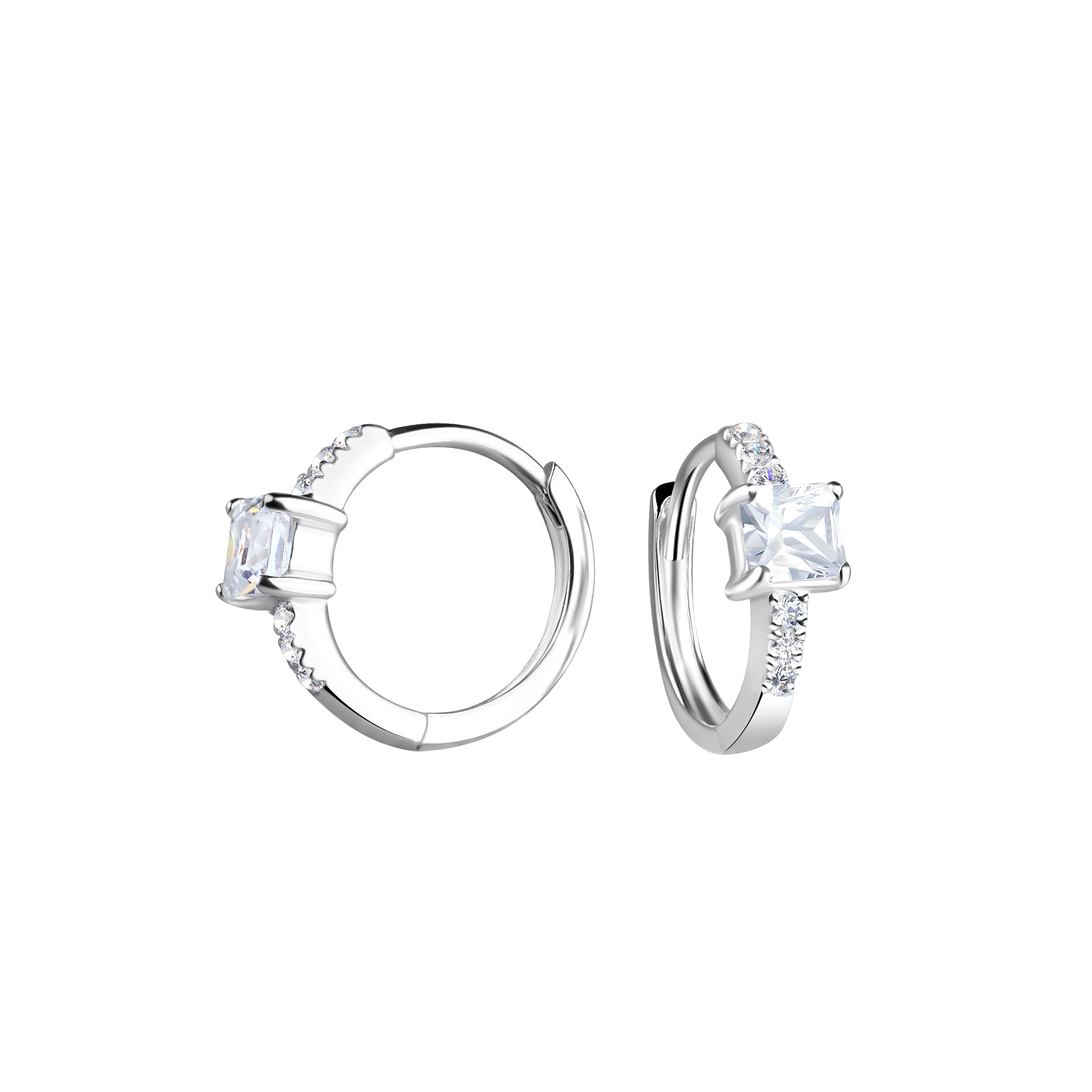 925 Silver Jewelry | 10mm Silver Huggie Earrings - 18733