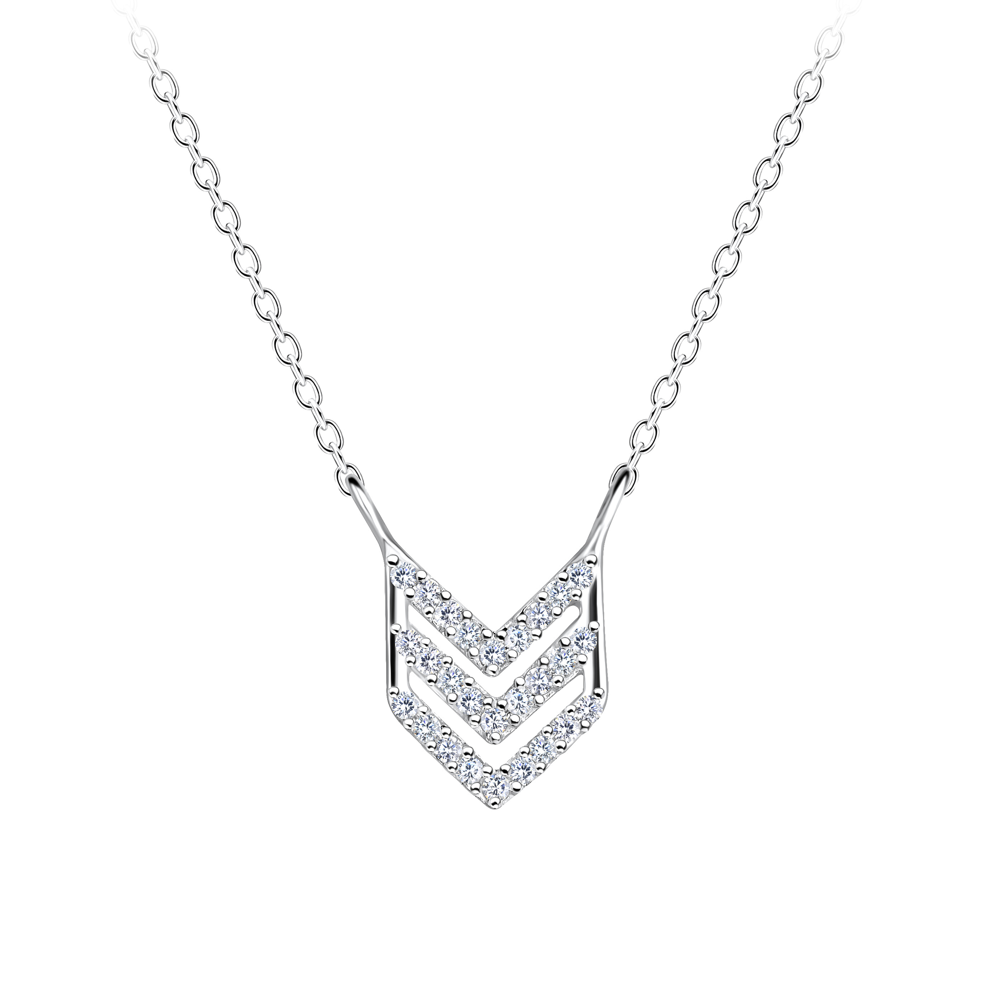 925 Silver Jewelry | Silver Chevron Necklace - 18514