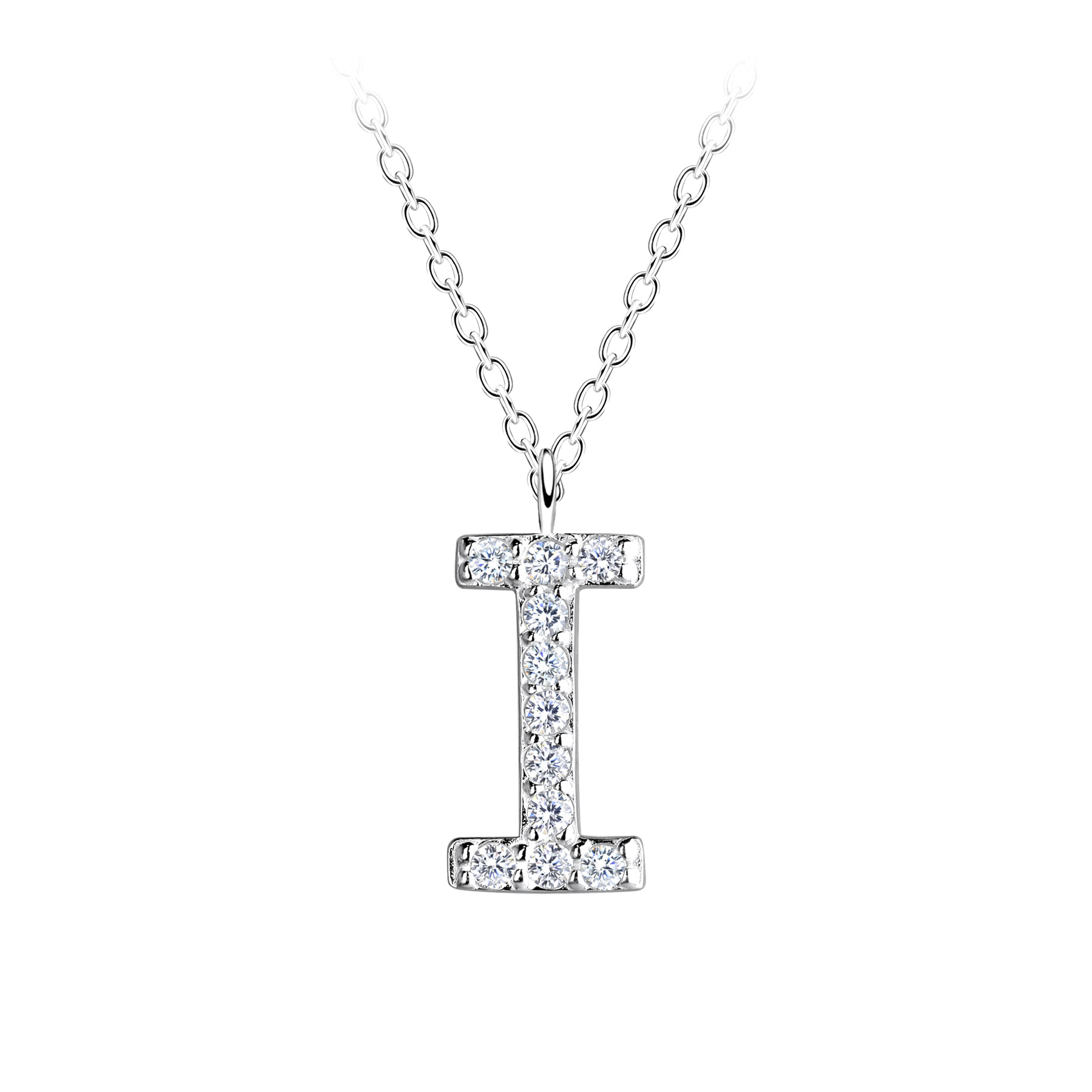 925 Silver Jewelry | Silver Letter I Necklace - 18886