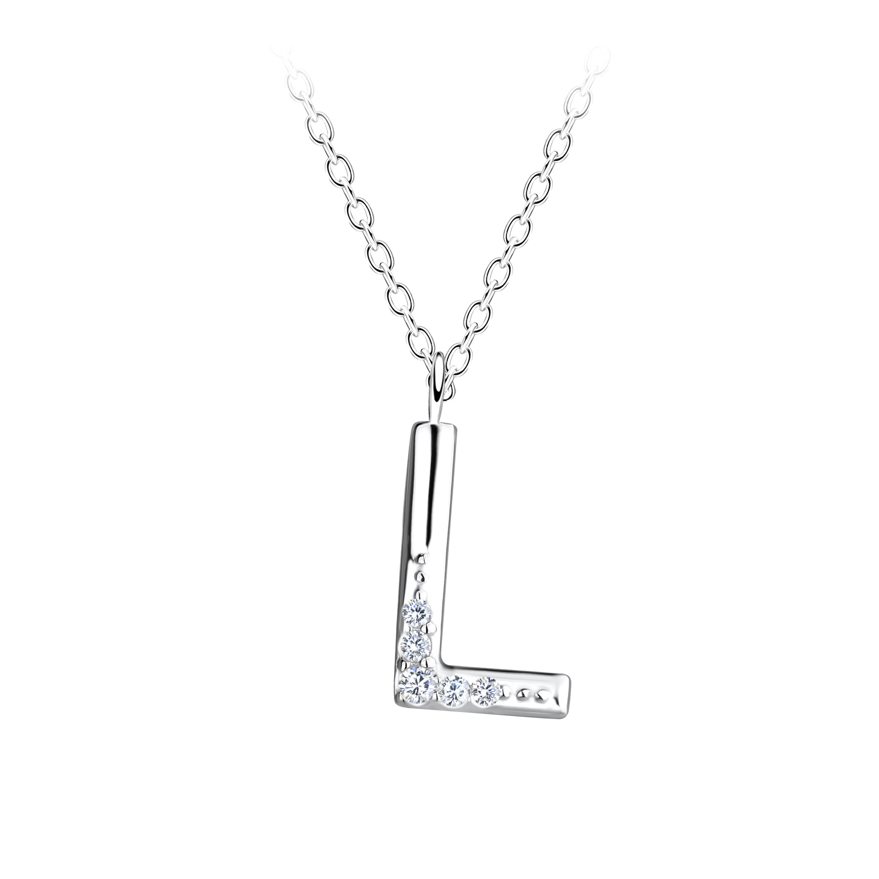 925 Silver Jewelry | Silver Letter L Necklace - 18903