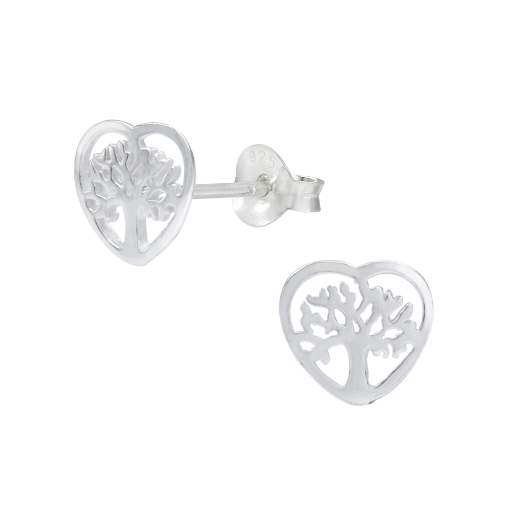 925 Silver Jewelry | Silver Tree Of Life Stud Earrings - 1053
