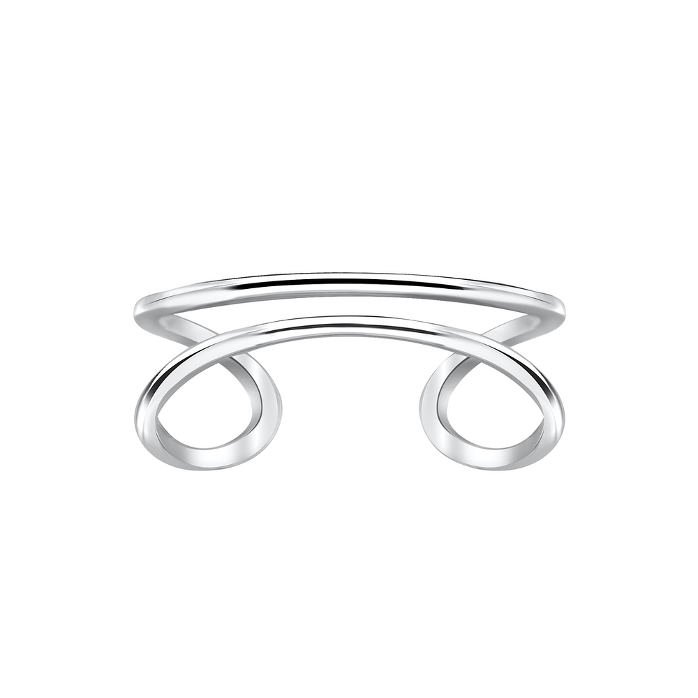 925 Silver Jewelry | Silver Double Line Ring - 3933