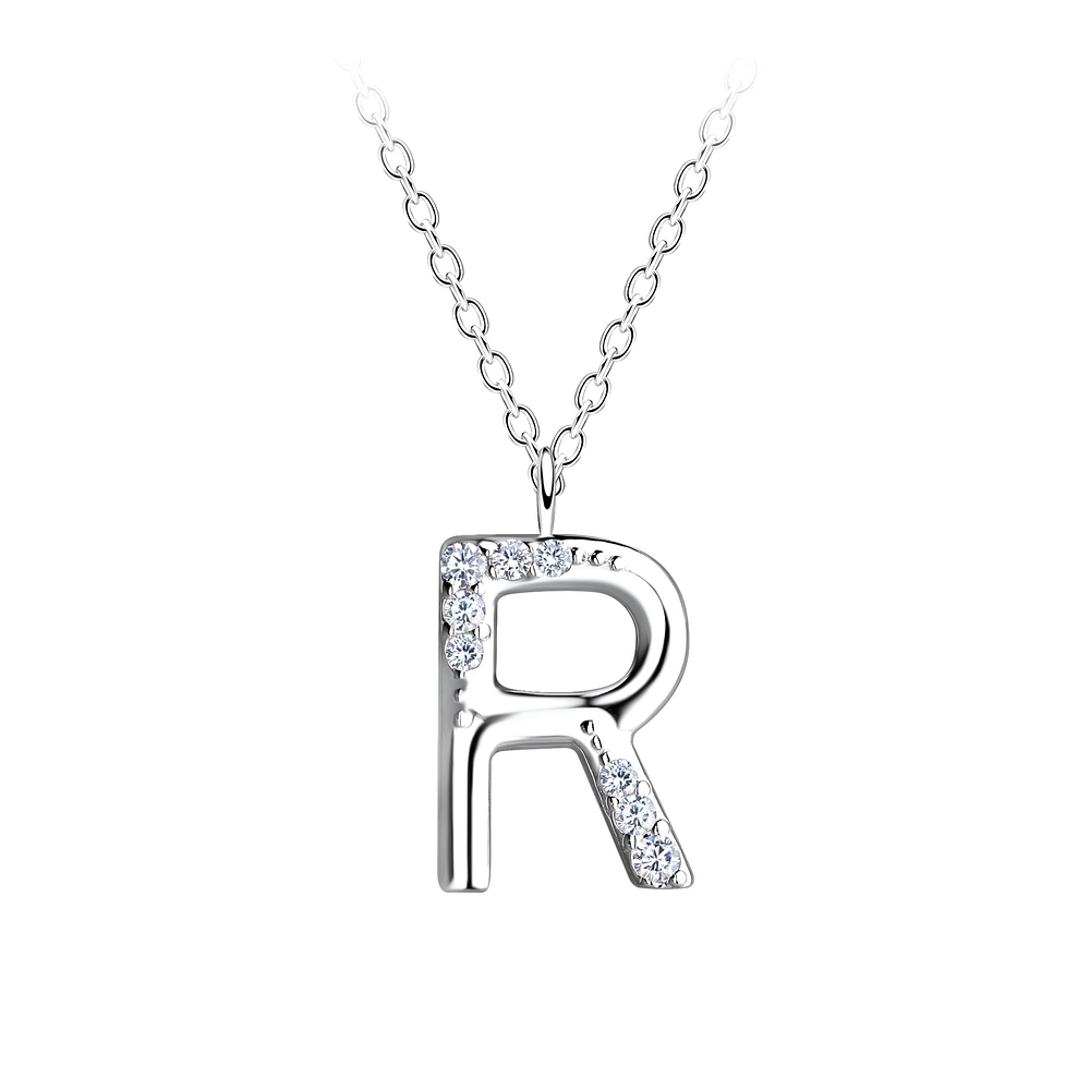 925 Silver Jewelry | Silver Letter R Necklace - 18906