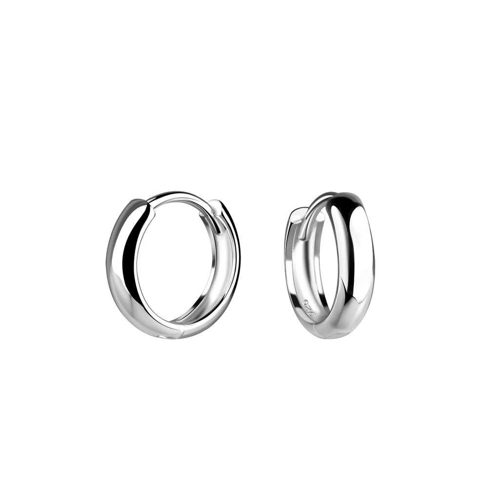 925 Silver Jewelry | 10mm Silver Huggie Earrings - 19138