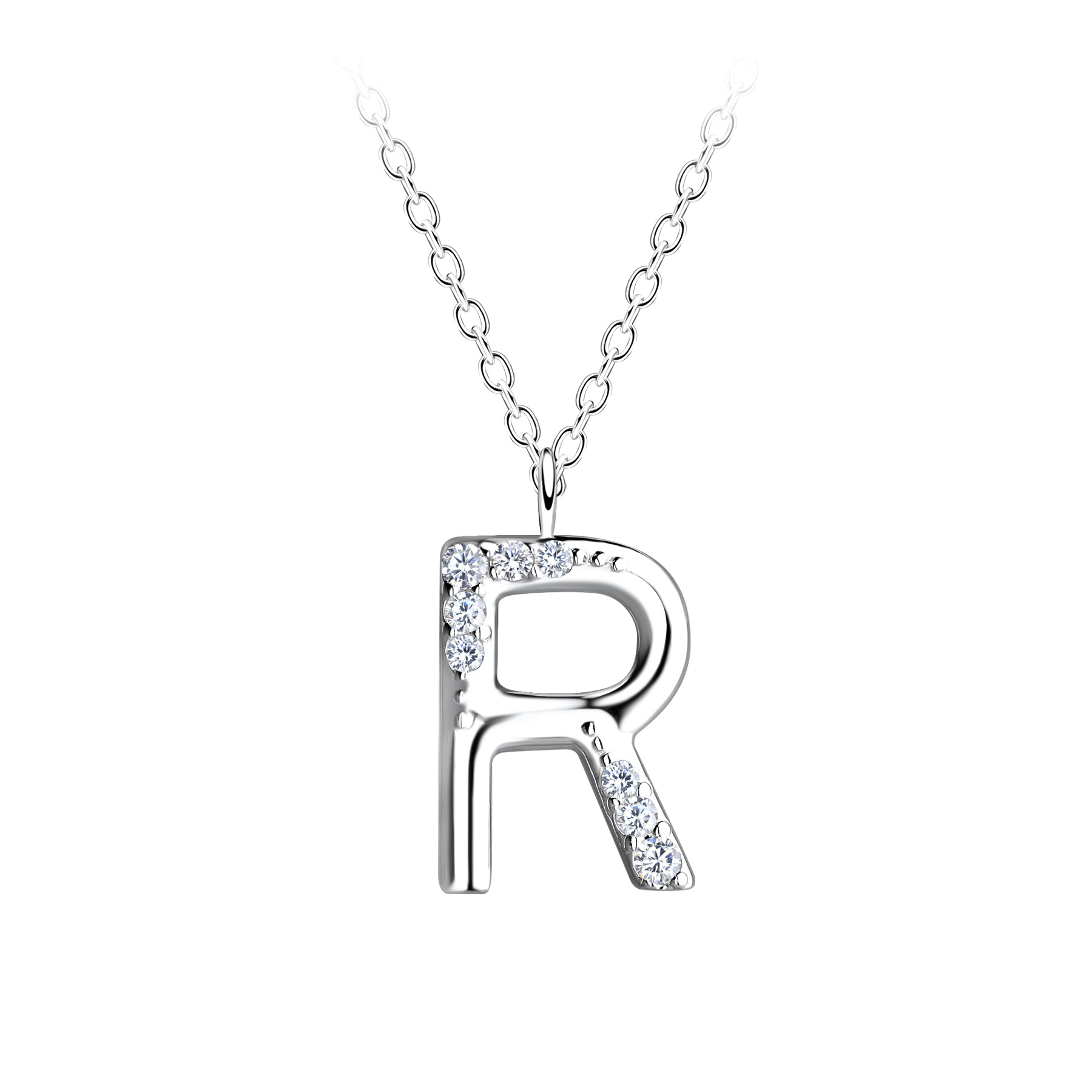 925 Silver Jewelry | Silver Letter R Necklace - 18906