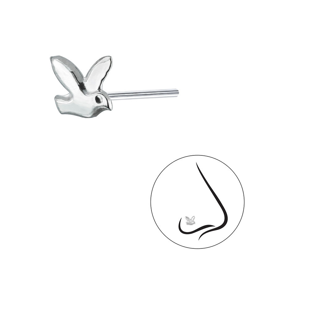 925 Silver Jewelry | Silver Bird Nose Stud - 1580