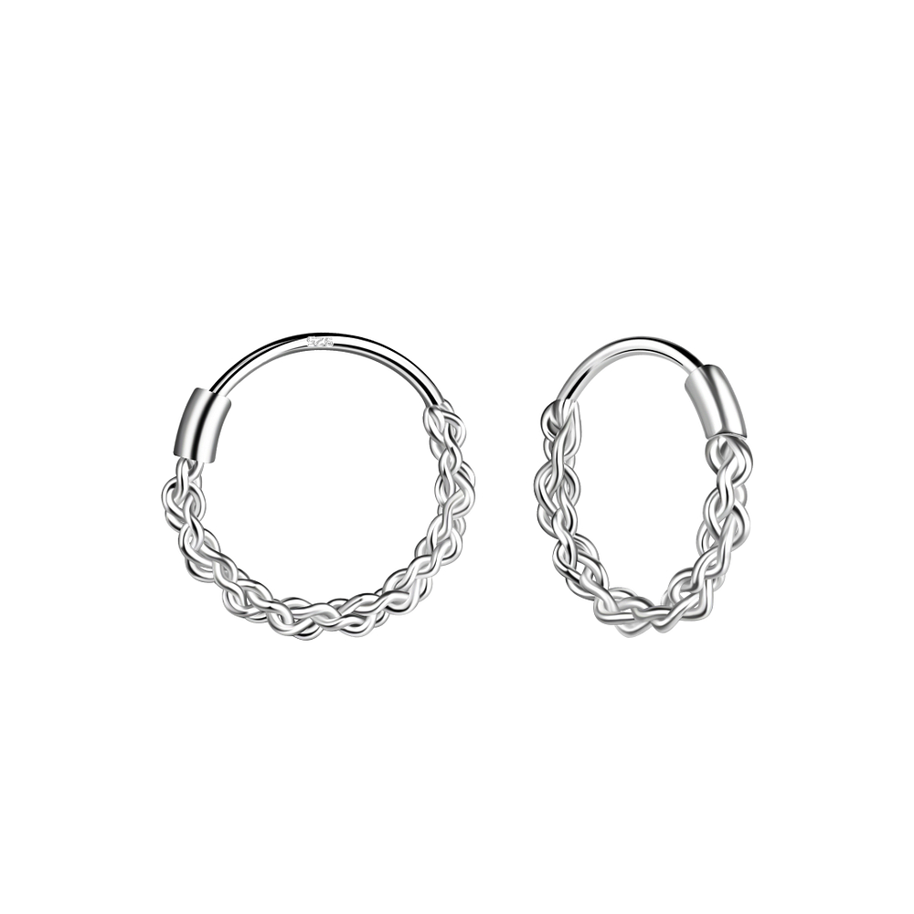 925 Silver Jewelry | 10mm Silver Twisted Hoop Earrings - 9183