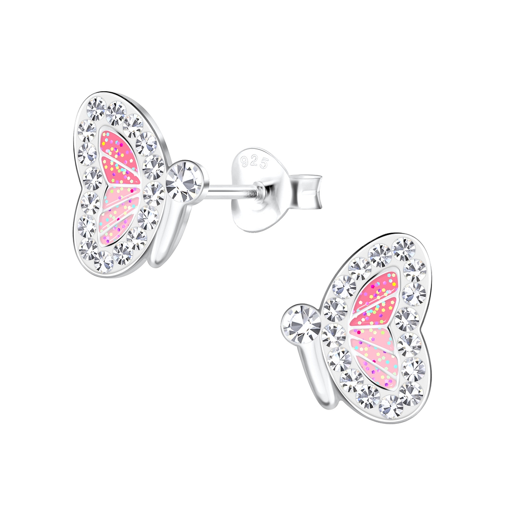 925 Silver Jewelry | Silver Butterfly Stud Earrings - 17213
