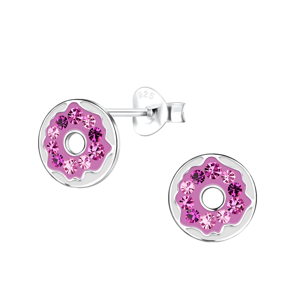 925 Silver Jewelry | Silver Donut Stud Earrings - 18813