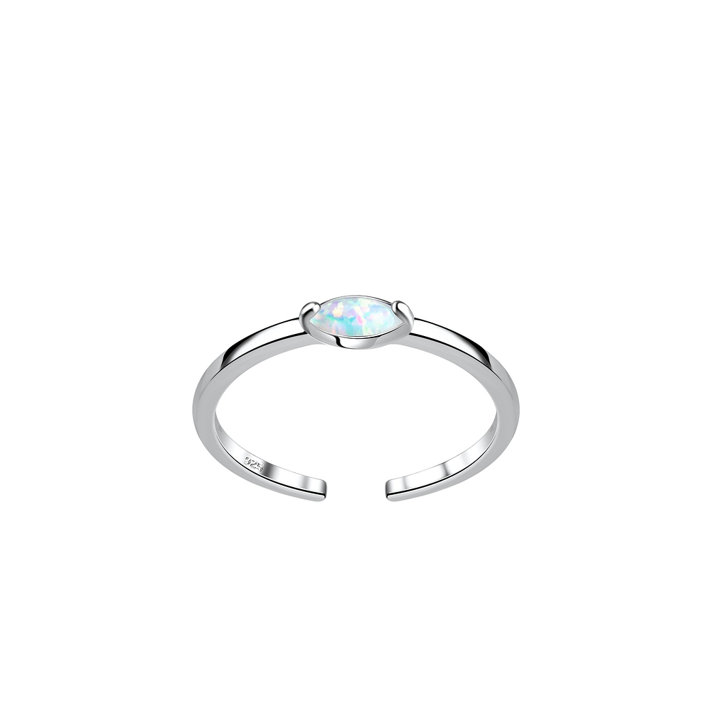 925 Silver Jewelry | 2X4mm Marquise Opal Silver Toe Ring - 19778
