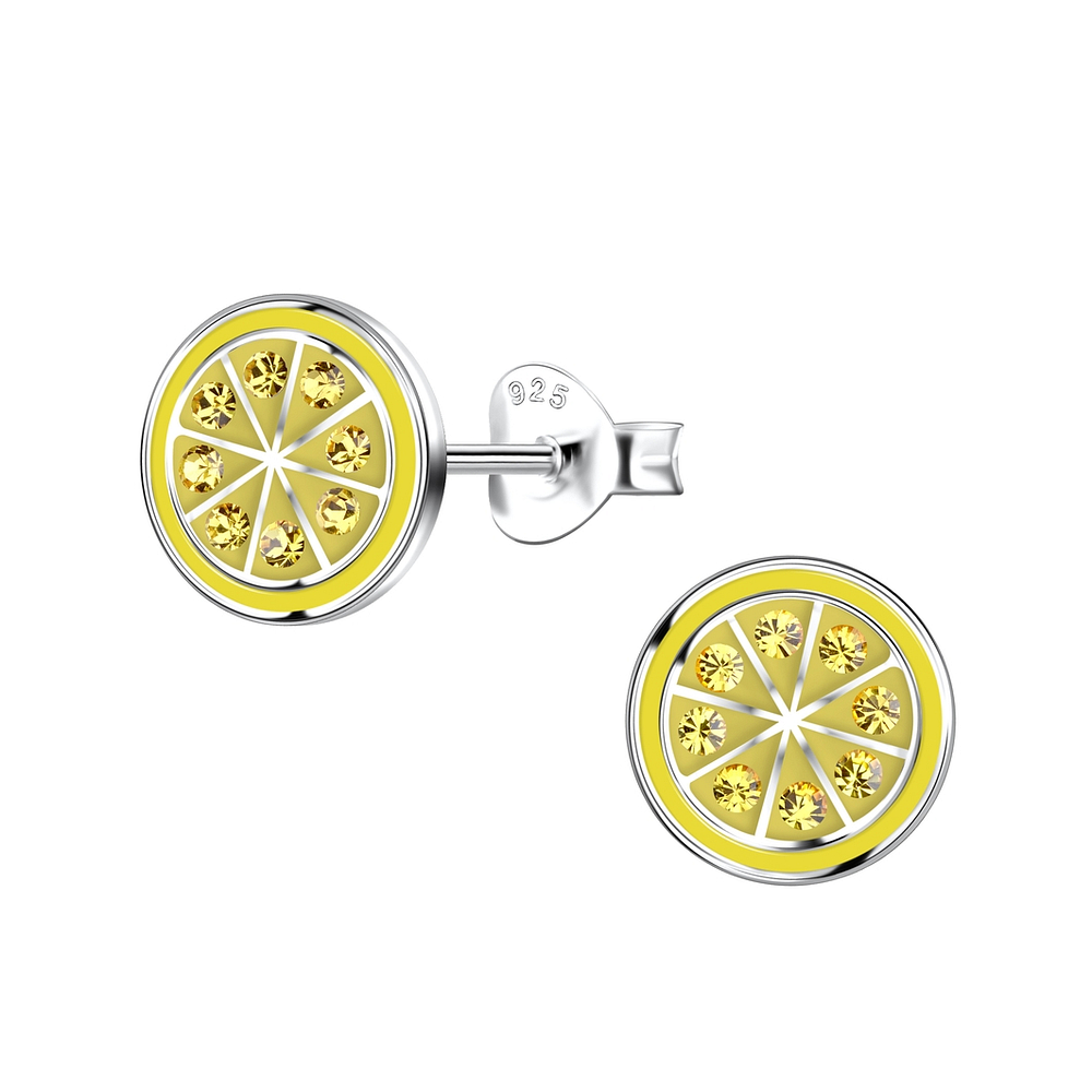 925 Silver Jewelry | Silver Lemon Stud Earrings - 19931