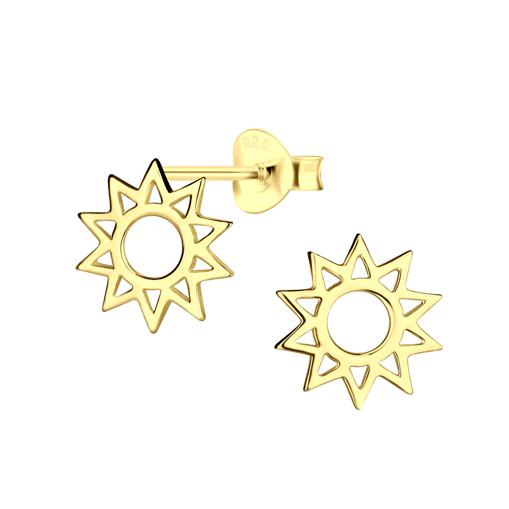 925 Silver Jewelry | Silver Sun Stud Earrings - 21778
