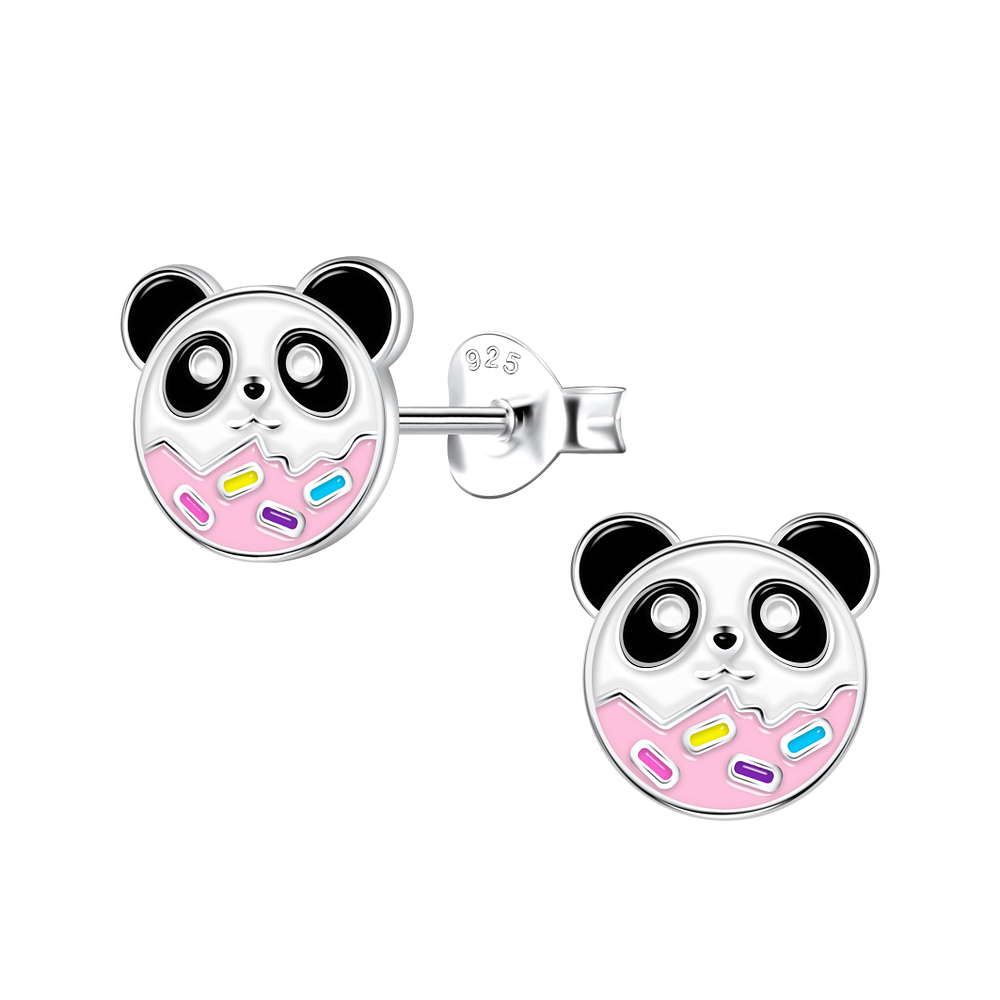 925 Silver Jewelry | Silver Panda Stud Earrings - 22898