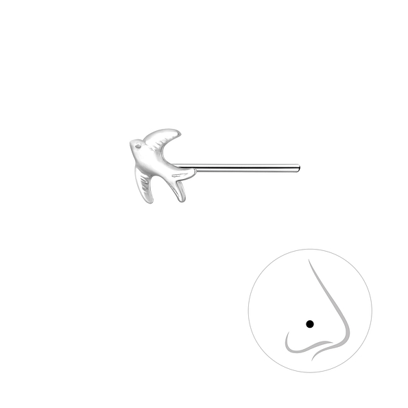 925 Silver Jewelry | Silver Bird Nose Stud - 17775