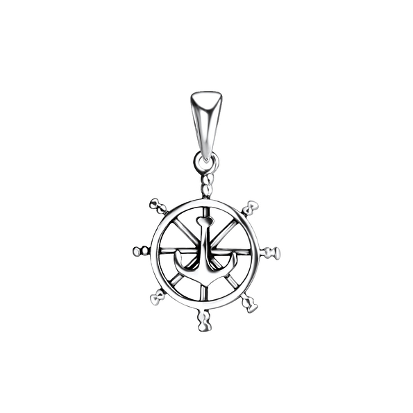 925 Silver Jewelry | Silver Ship Wheel Pendant - 5217