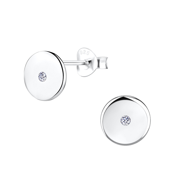 925 Silver Jewelry | Silver Round Stud Earrings - 17219