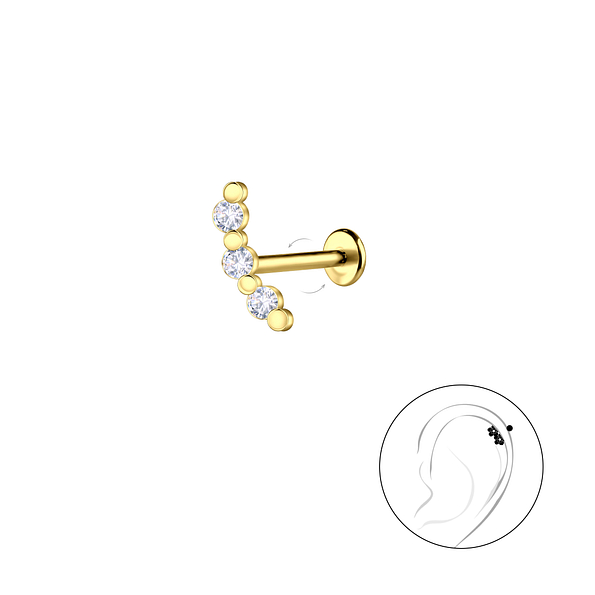 925 Silver Jewelry | Silver Geometric With Titanium Labret - 23031