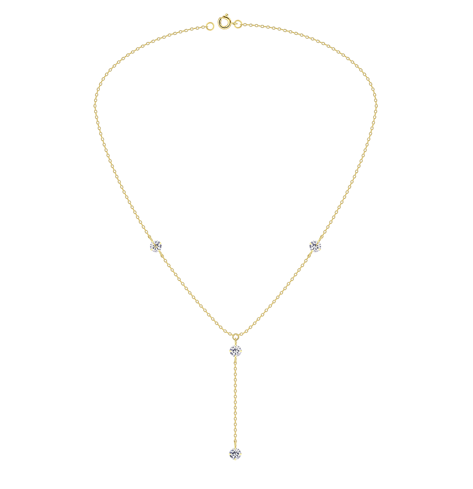 925 Silver Jewelry | 5mm Round Cubic Zirconia Silver Hanging Chain ...
