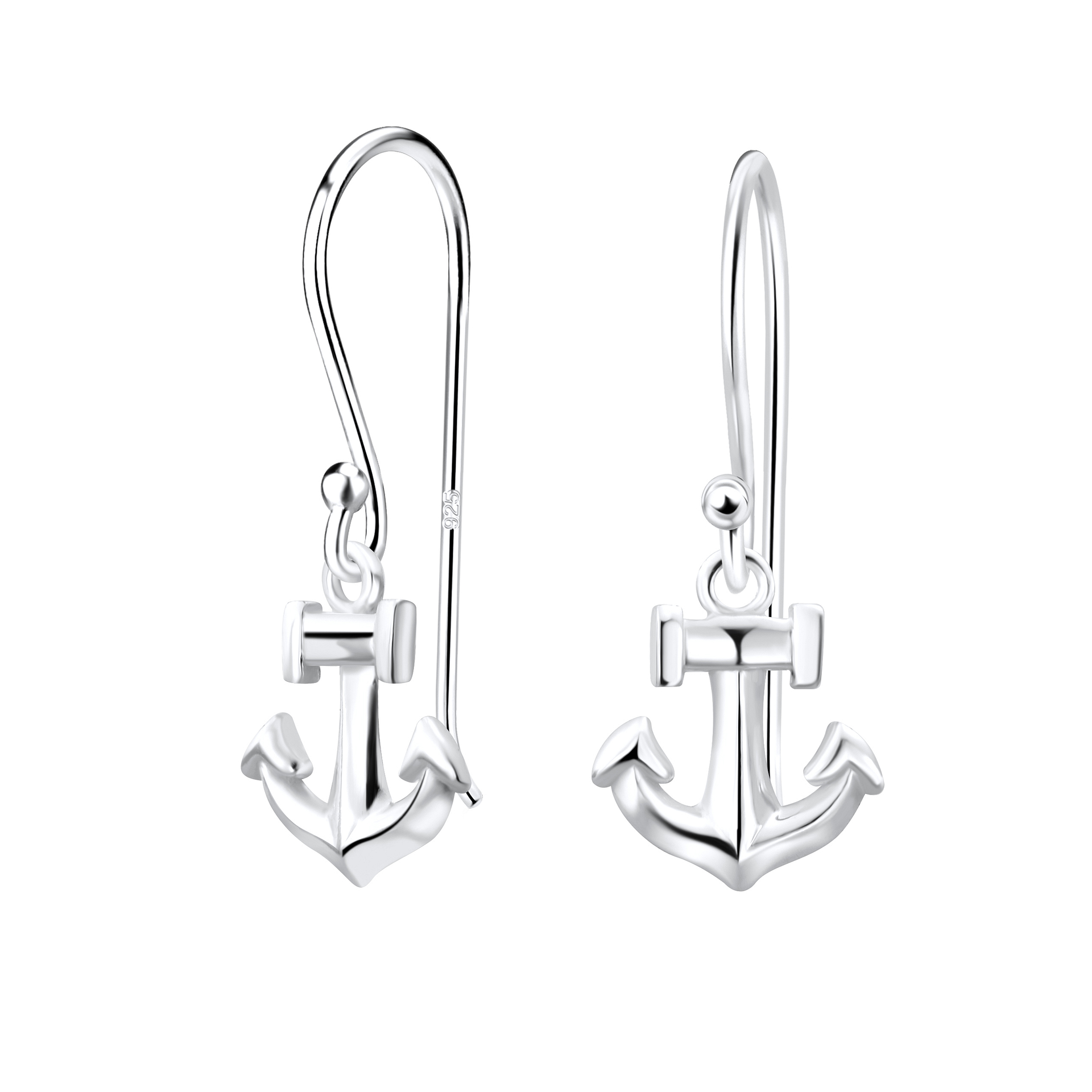 925 Silver Jewelry | Silver Anchor Earrings - 9489