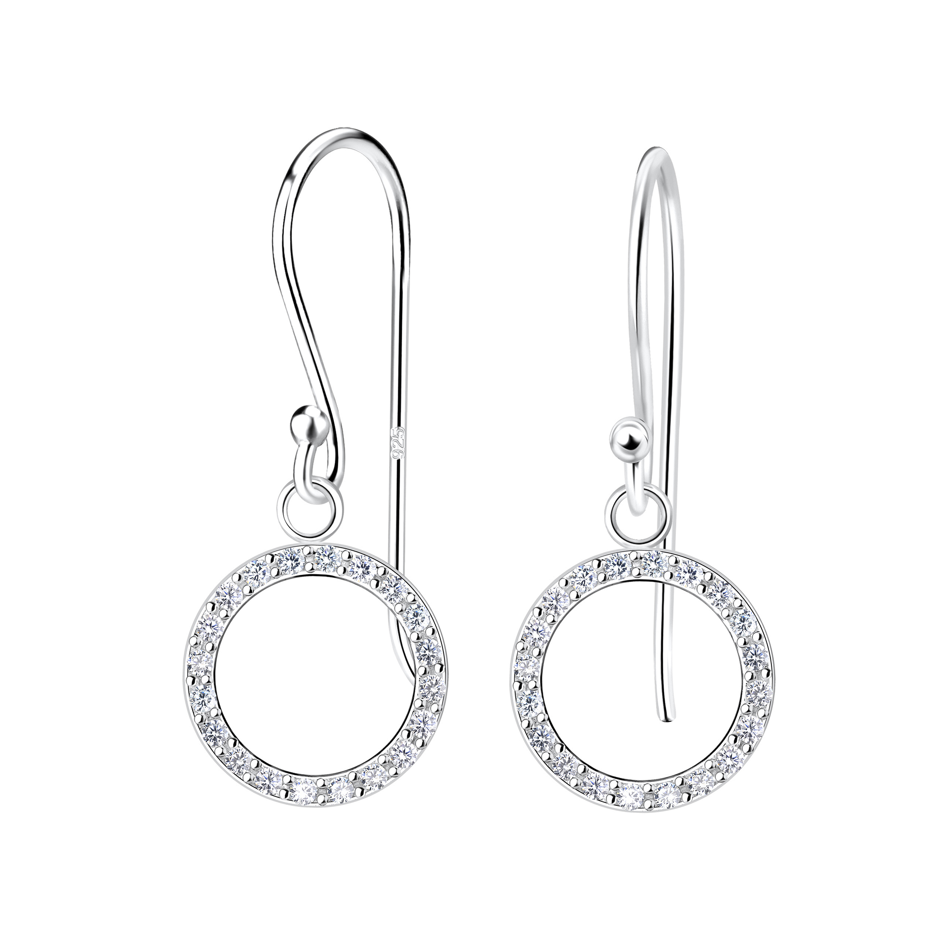 925 Silver Jewelry | Silver Circle Earrings - 11747