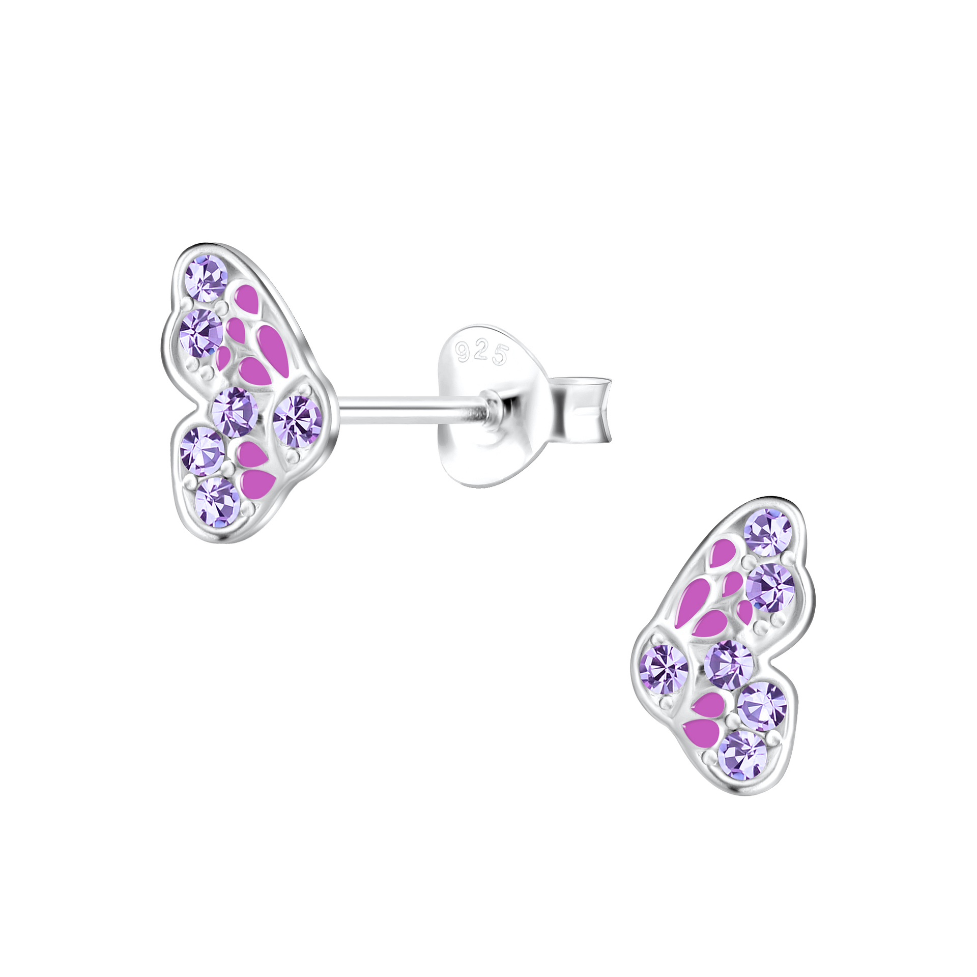 925 Silver Jewelry | Silver Butterfly Stud Earrings - 19447