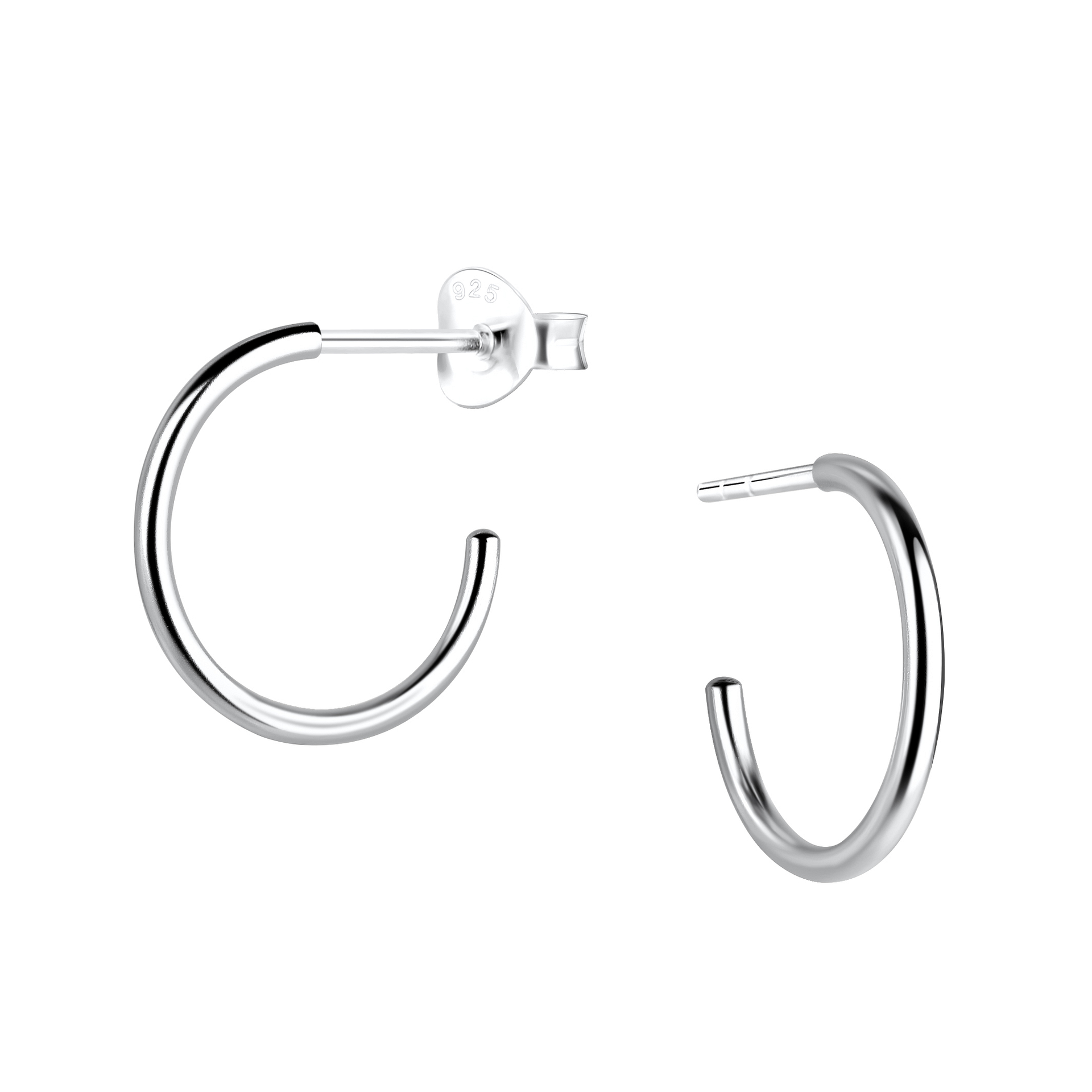 925 Silver Jewelry | Silver Half Hoop Stud Earrings - 19596