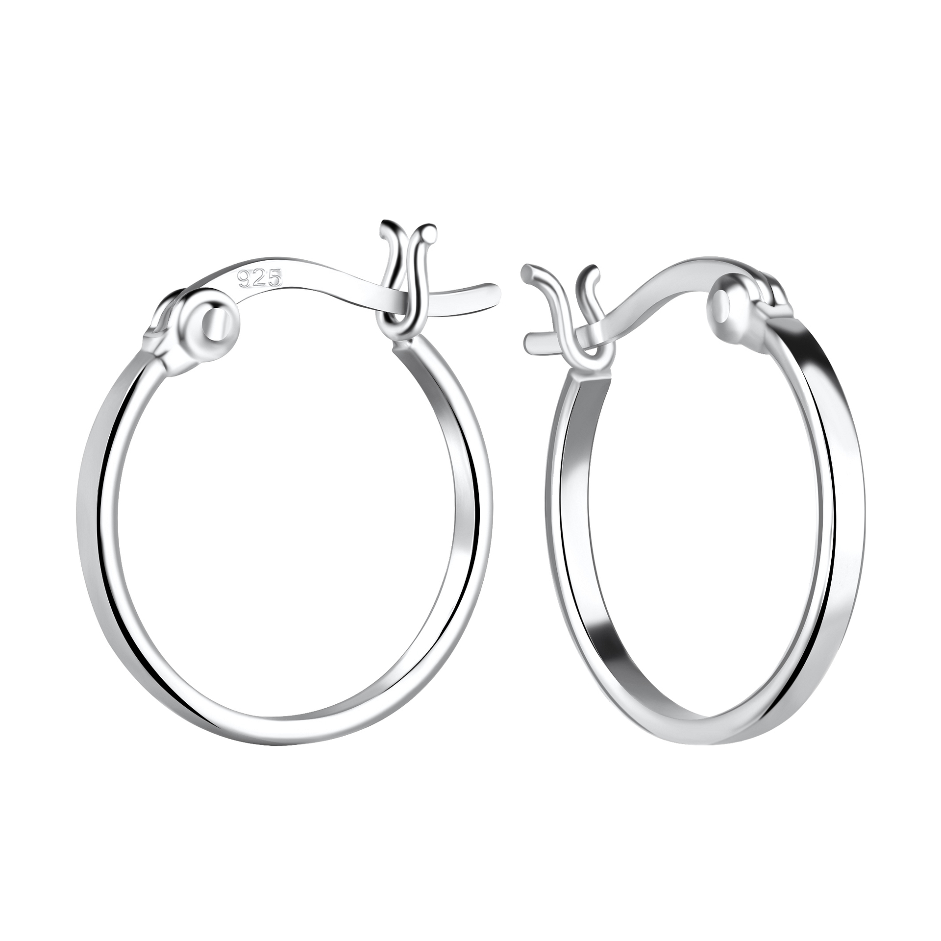 925 Silver Jewelry | 16mm Silver French Lock Hoop Earrings - 19721