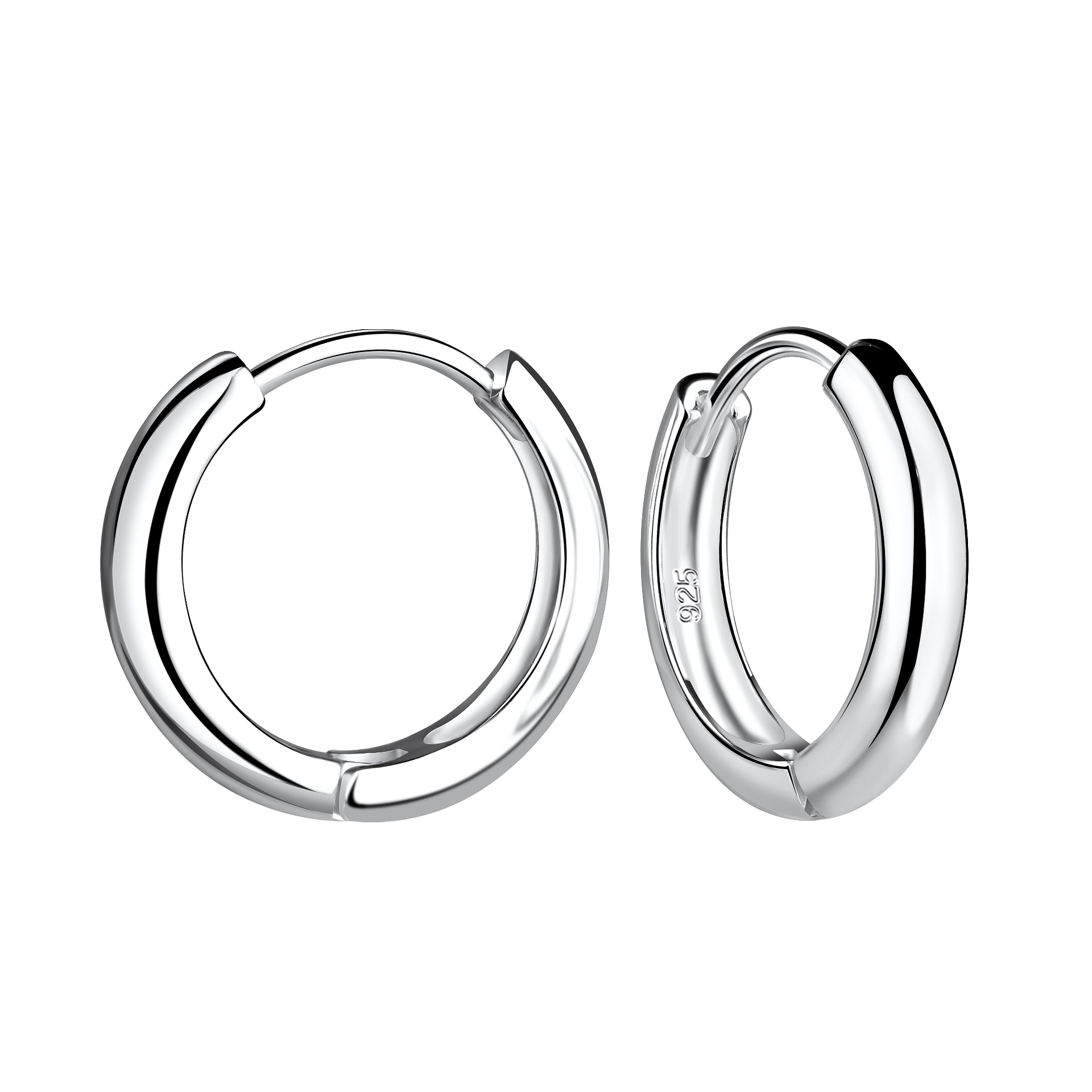 925 Silver Jewelry | 16mm Silver Huggie Earrings - 19651