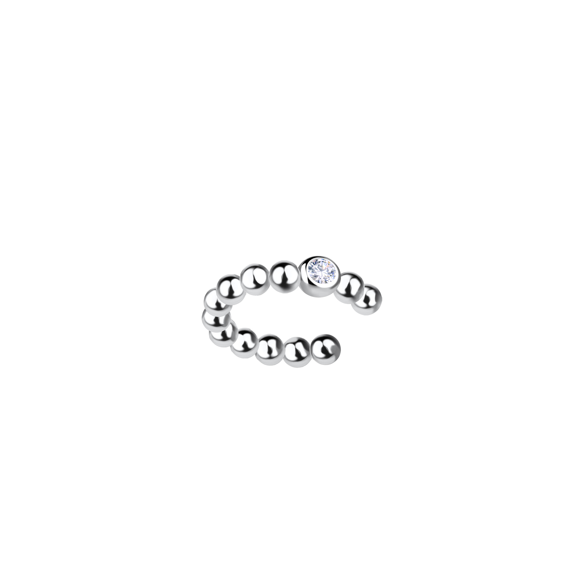 925 Silver Jewelry | Silver Ball Ear Cuff - 20517