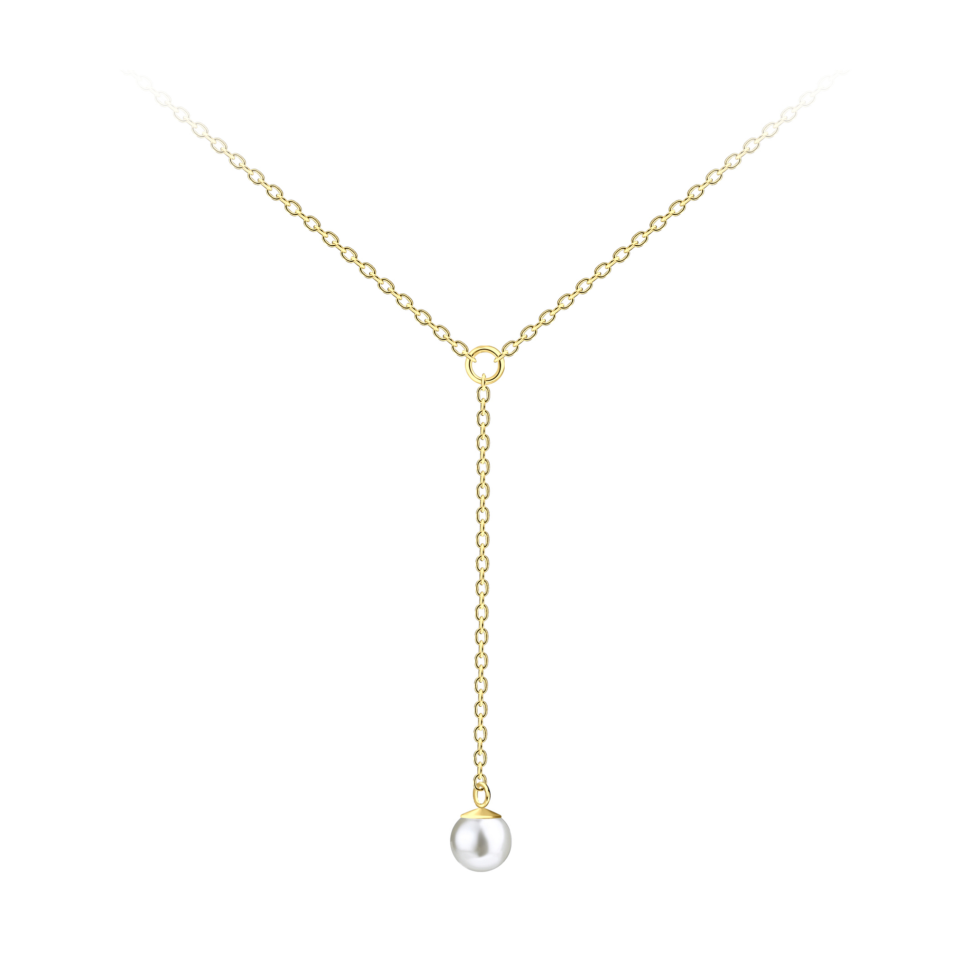 925 Silver Jewelry | Silver Hanging Chain Necklace With 6mm Pearl - 19987