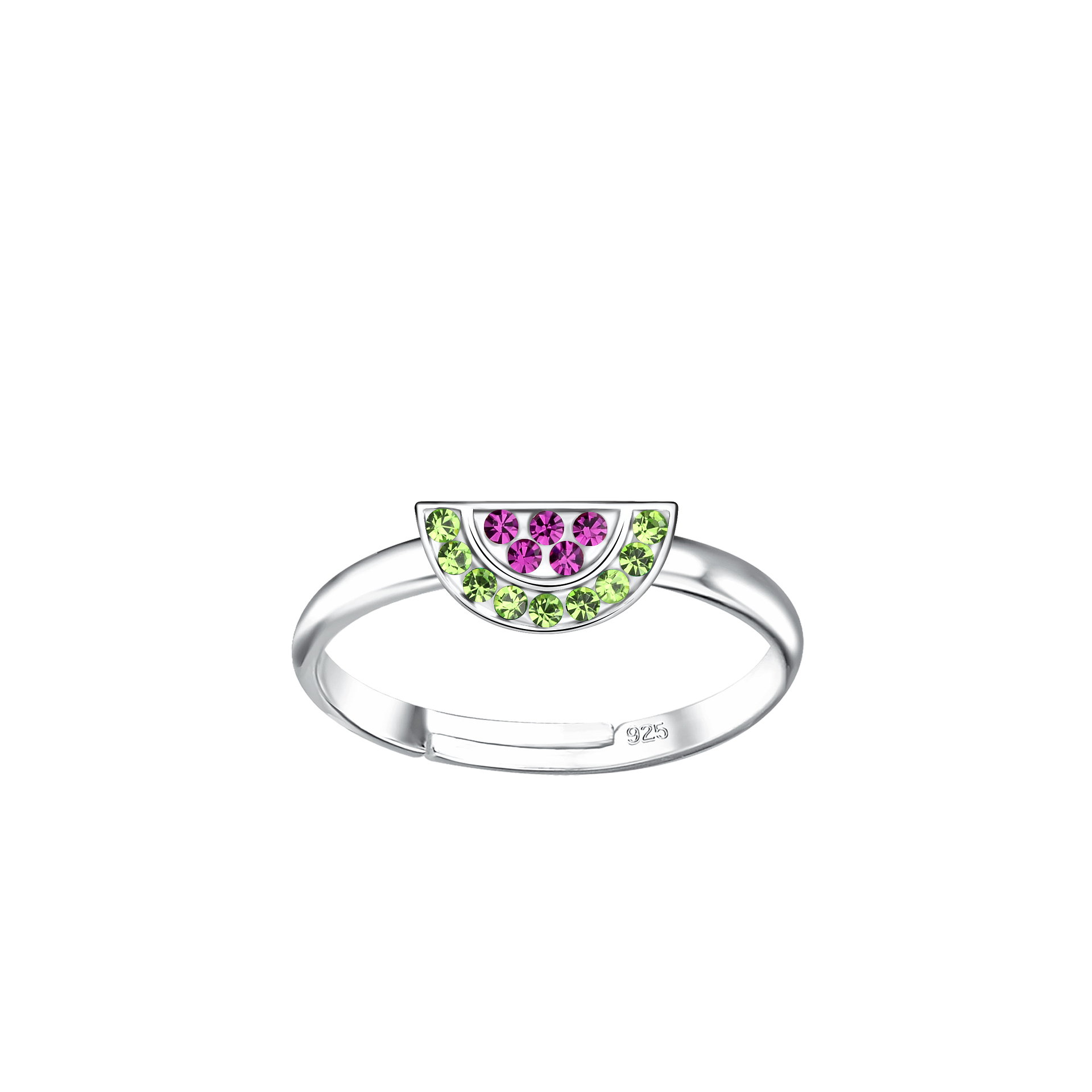 925 Silver Jewelry | Silver Watermelon Adjustable Ring - 20249