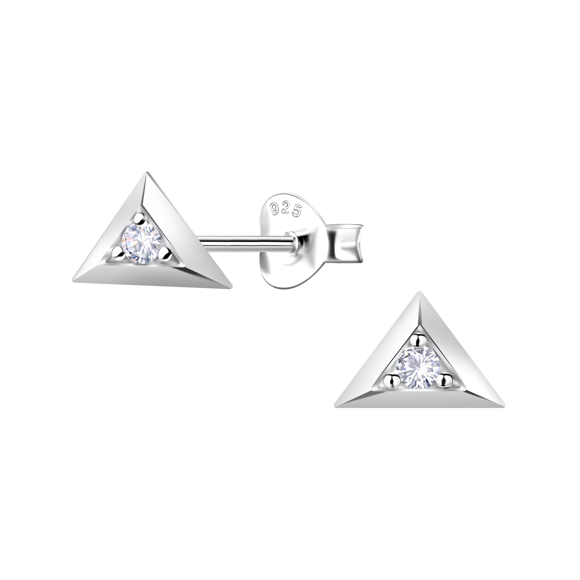 925 Silver Jewelry | Silver Triangle Stud Earrings - 22914
