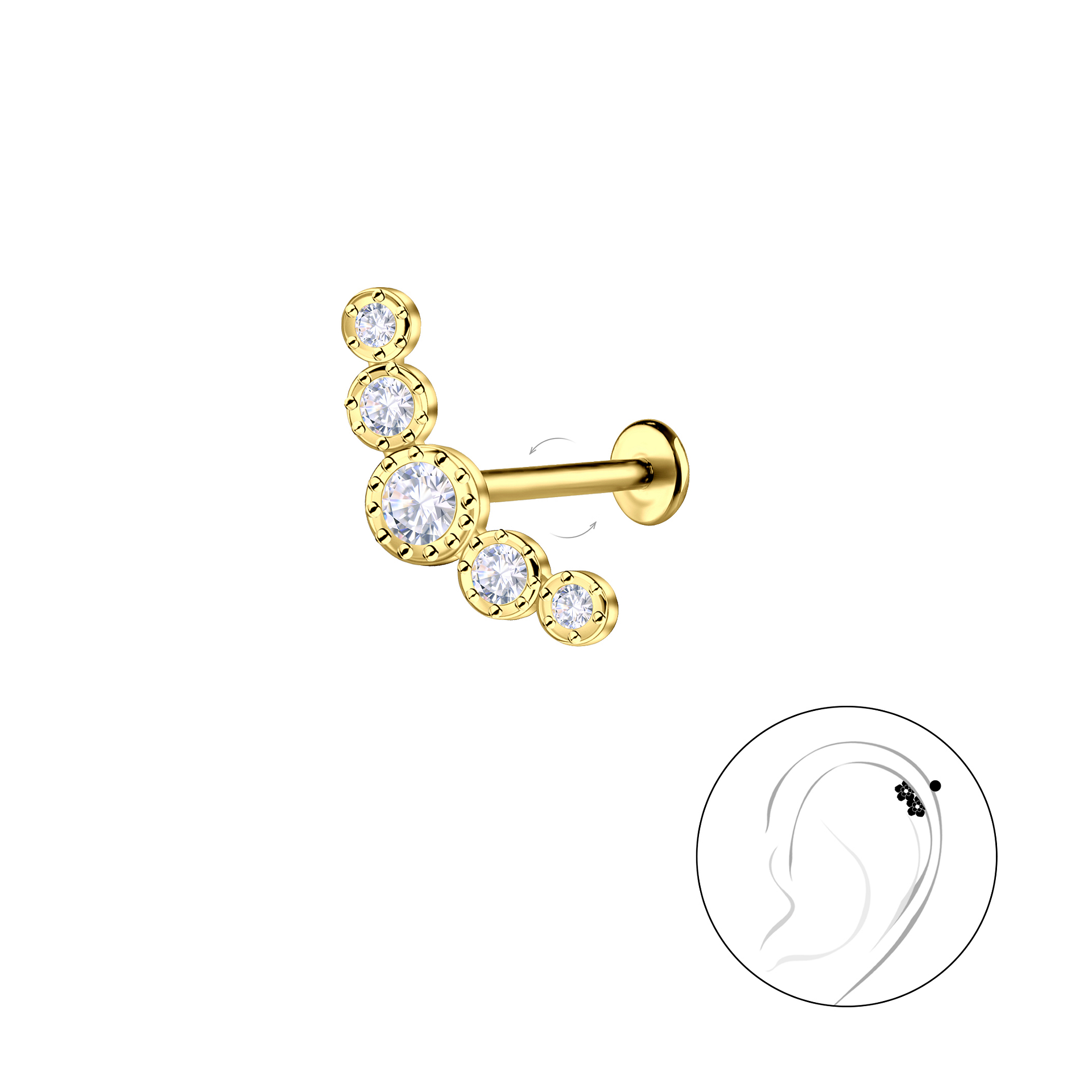 925 Silver Jewelry | Silver Geometric With Titanium Labret - 23055