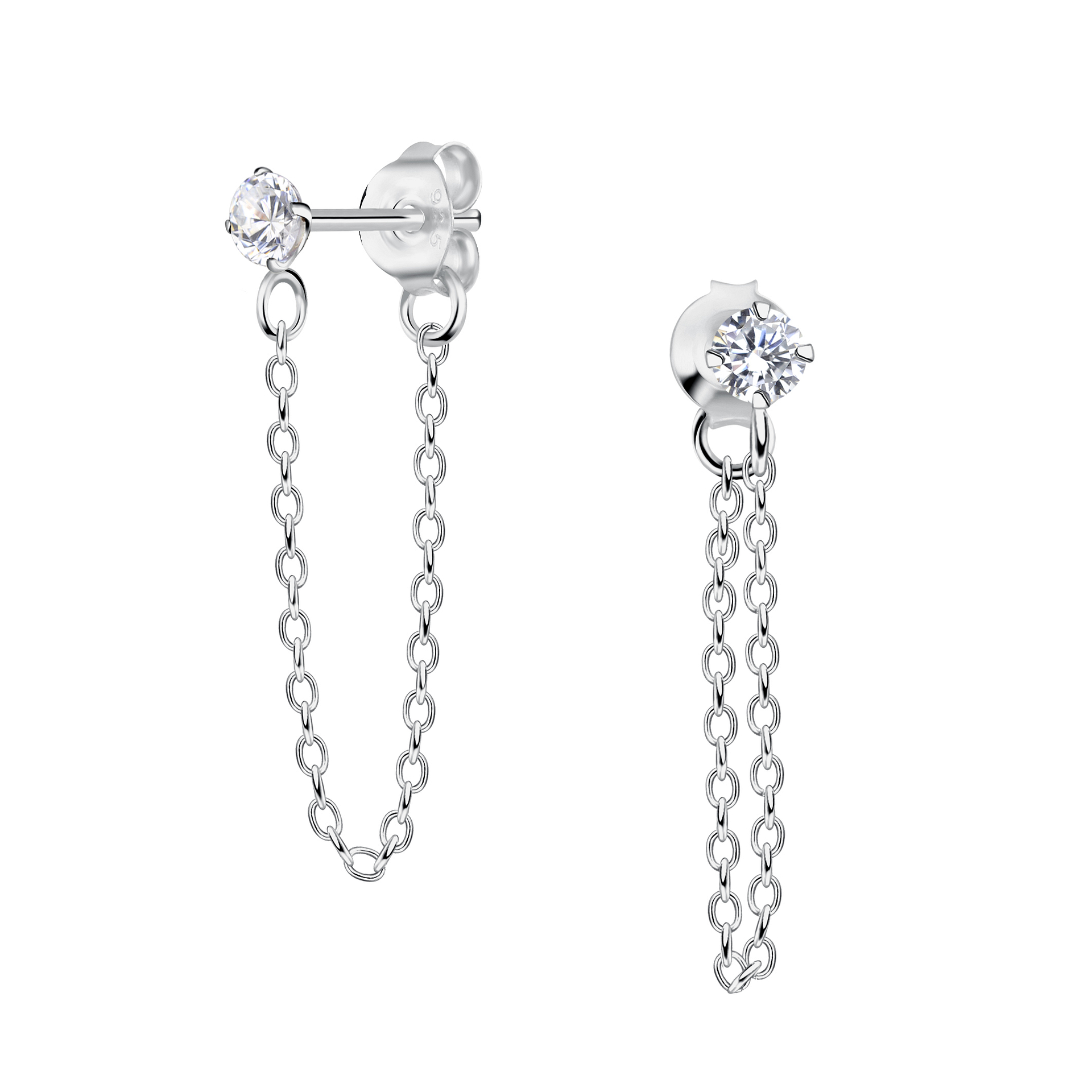 925 Silver Jewelry | 3mm Round Cubic Zirconia Silver Stud Earrings With ...