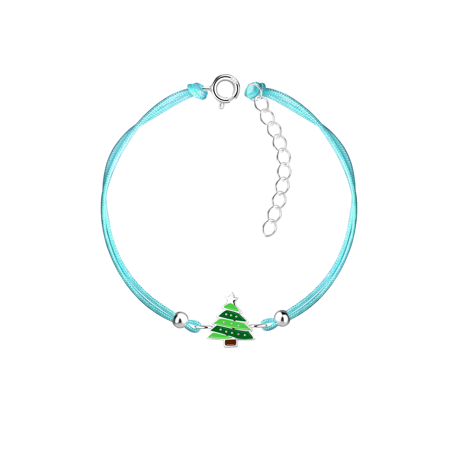 925 Silver Jewelry | Silver Christmas Tree Cord Bracelet - 23230