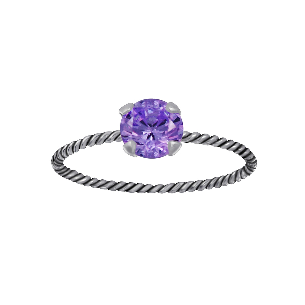 925 Silver Jewelry | Silver Twisted Band Solitaire Ring - 3671