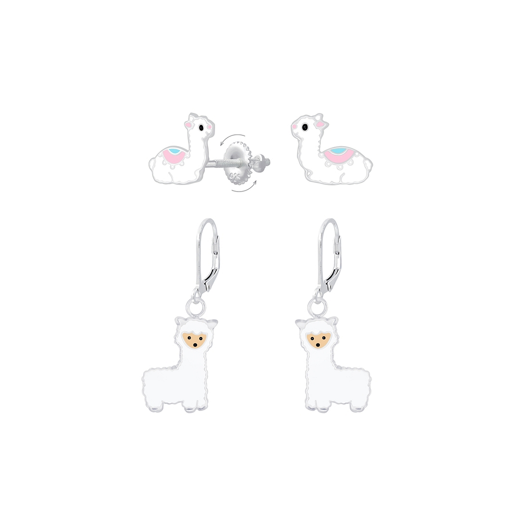 925 Silver Jewelry | Silver Alpaca Earrings Set - 8392