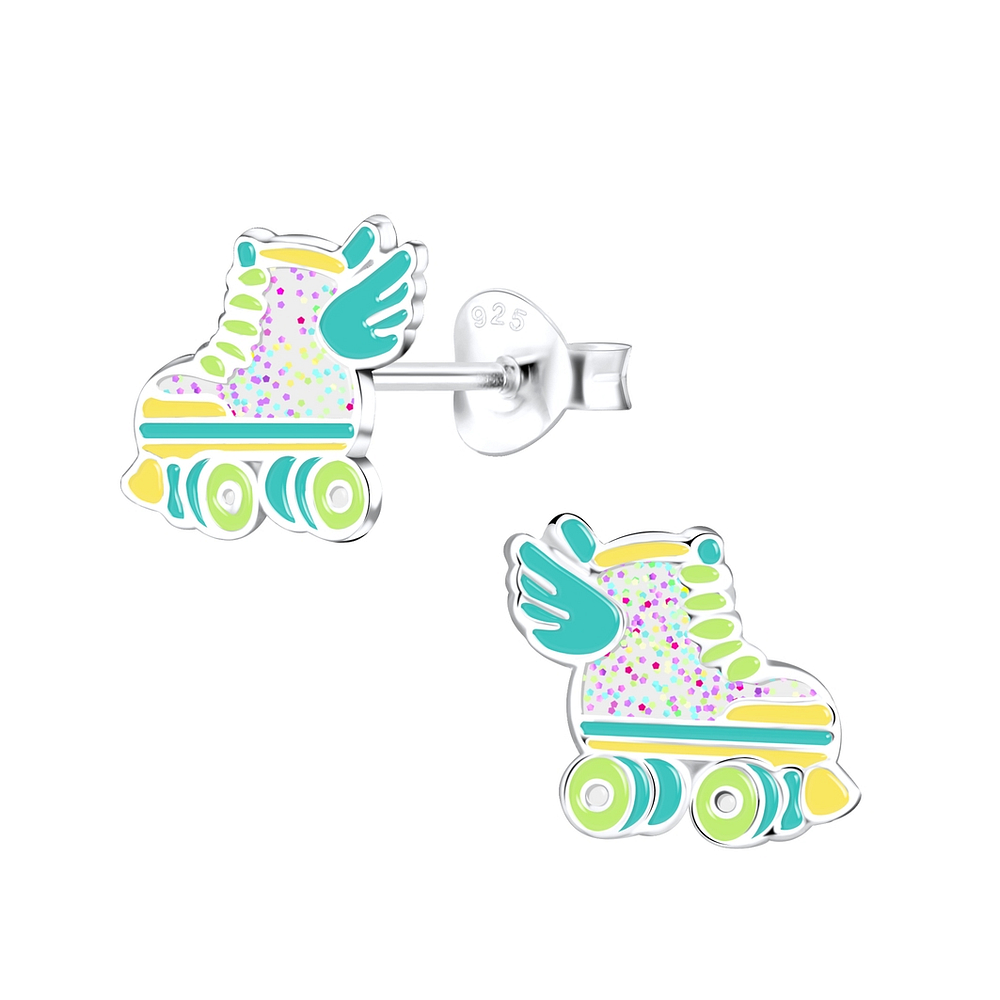 925 Silver Jewelry | Silver Rollerblade Stud Earrings - 9035