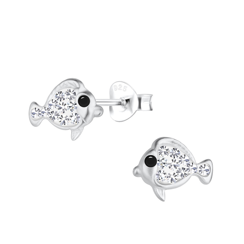 925 Silver Jewelry | Silver Fish Stud Earrings - 18026