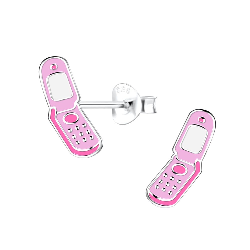 925 Silver Jewelry | Silver Mobile Phone Stud Earrings - 18576